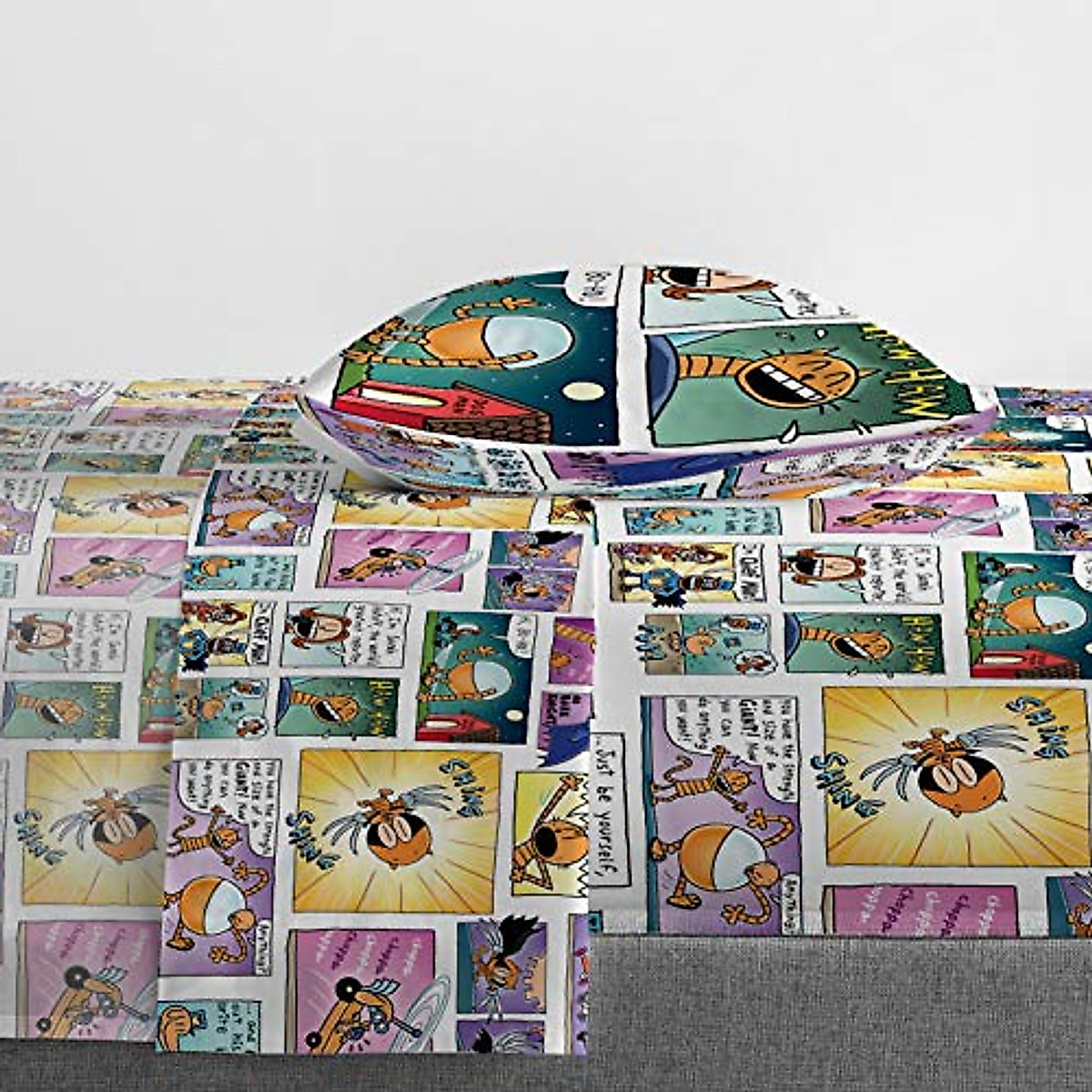 Jay Franco Dog Man Supa Buddies 4 Piece Toddler Bed Set - Includes Comforter & Sheet Set - Bedding Features Cat Kid & Lil' Petey - Super Soft Fade Resistant Microfiber (Official Dog Man Product)