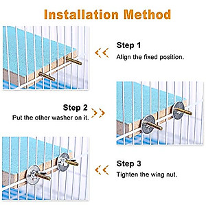 Filhome 4 pcs Bird Parrot Perch Stand Platform, Parrot Rope Swing, Bird Nail File Perch Cage Accessories for Parakeets Cockatiels Conures Love Birds