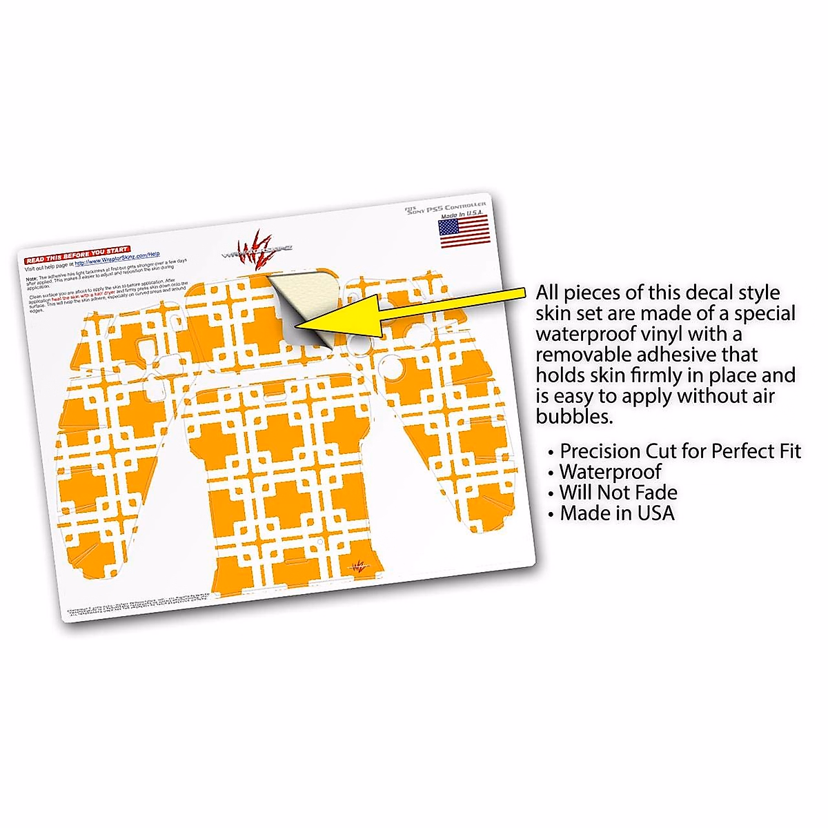 WraptorSkinz Skin Wrap compatible with Sony PS5 DualSense Controller Boxed Orange (CONTROLLER NOT INCLUDED)