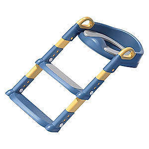 Kids Potty Training Toilet Seat, 2 Colors, Folding Step Stool Prevent Slipping Soft Silicone PU Baby Toilet Potty Seat (Yellow Blue)