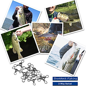 3 Way Swivels Fishing Tackle, 35pcs High Strength Triple Fishing Swivels Saltwater for Catfish Bottom Trolling Rig (1#)