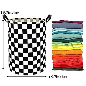 HIYAGON Boys Laundry Basket hamper Kids Storage Basket Car Toy Organizer Bins for Room Decor,Gift Basket for Bedroom(Racing Flag)