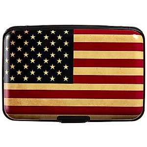 Caranda RFID Aluminum Wallet Credit Cards Holder Metal ID Case for Men Women (USA Flag)
