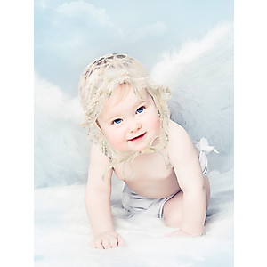 Unittype 2 Pieces Baby Girl Lacy Bonnet Eyelet Lace Christening Bonnet Cap Toddlers Beanie Breathable Sun Protection Hat White,40- 44cm 16.5-17.3 inches in head circumference