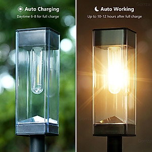 Gorrzai Solar Pathway Lights 8 Pack LED Waterproof Solar Outdoor Lights, Upgraded Stainless Steel Driveway Lighting with Tungsten Filament Bulb for Yard, Landscape, Garden, Walkway, Lawn, Path