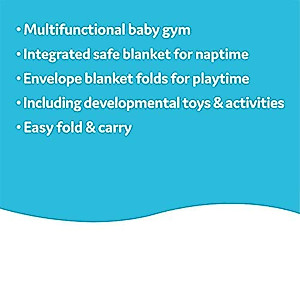 Yookidoo Play 'N’ Nap. 3-in-1 Baby Activity Playmat Gym, Tummy Time Mat, Pillow & Mirror. Foldable Infant Blanket, with Sensory Toys and Newborn Rattle for 0-12 Months.