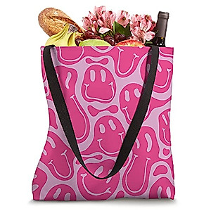 aesthetic trippy pink liquid swirl dripping smile face Tote Bag