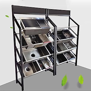 GRRICEPL Washing Hand Basin Display Rack, Kitchen Sink Commercial Shelves, Adjustable Width Universal Wheel Storage Rack，360° Swivel with Universal Wheels