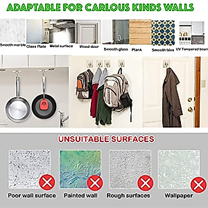 Large Adhesive Hooks 22LB（MAX）,Waterproof and Rustproof Wall Hooks for Hanging Heavy Duty,Stainless Steel Towel Door and Coat Hooks for Kitchen, Bathroom, (10, 2.76*2.76 inch)