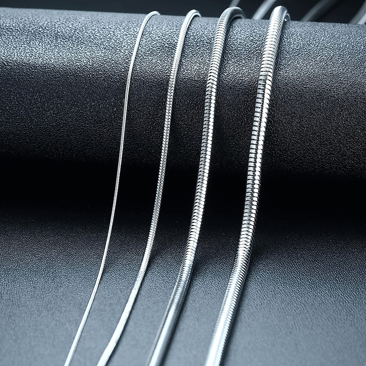 VNOX Stainless Steel Round Snake Chain Necklace for Women Girl, 2mm,Set of 4