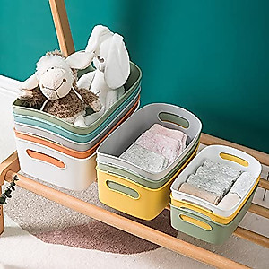 VALINK Plastic Storage Baskets, Flexible Storage Basket with Handles Portable Desktop Sundries Snack Organizer Bins for Shelves Thick PP Material 3 Size