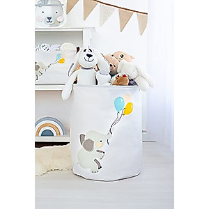 KAZULO Elephant 2 Pack Set Kids Laundry Basket, Toy Box, Storage For Nursery, for Boys and Girls, Baby Laundry Hamper for Bedroom, and Bathroom Decor (Elephant and Balloons Bundle)
