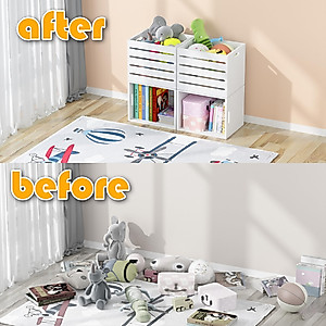 Timy 4-Tier Adjustable Kids Bookshelf Wood Book Storage Toy Storage Organizer Practical Book Storage Rack for Bedrooms Study Rooms Playrooms