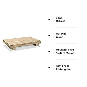 Wood Riser Tray Soap, Stand Soap Tray for Kitchen Sink, Wood Pedestal for Kitchen Counter Sink Stand Decorative Rustic Bathroom Dishes for Plant Bottles Candles Display (Natural, 9 x 6 Inch)