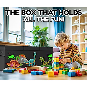 RUTIFUN Extra Large Toy Basket, Collapsible Toy Storage Organizer, Large Toy Chest Basket with Lid, Dinosaur Toy Storage Bin for Boys Girls, Toy Bins for Kids, Toy Box for Toddlers Living Room, Black