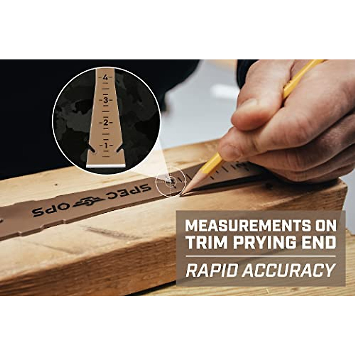 Spec Ops Tools 9.5" Trim Bar, High Carbon Spring Steel, Built In Ruler, Beveled Edges, Nail Puller, 3% Donated to Veterans
