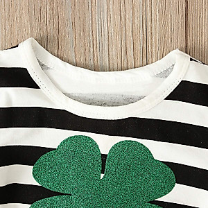 XFGLCK Toddler Baby Girls St.Patrick’s Day Striped Dress Outfits Shamrock Princess Party Dress Playwear Tutu Skirt + Headband (Green, 2T / 3T)