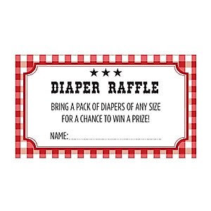 BBQ Baby-Q Diaper Raffle Baby Shower Cards - 24 count
