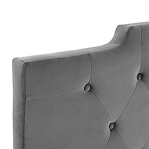 Modway Juliet Tufted Performance Velvet Twin Headboard in Charcoal