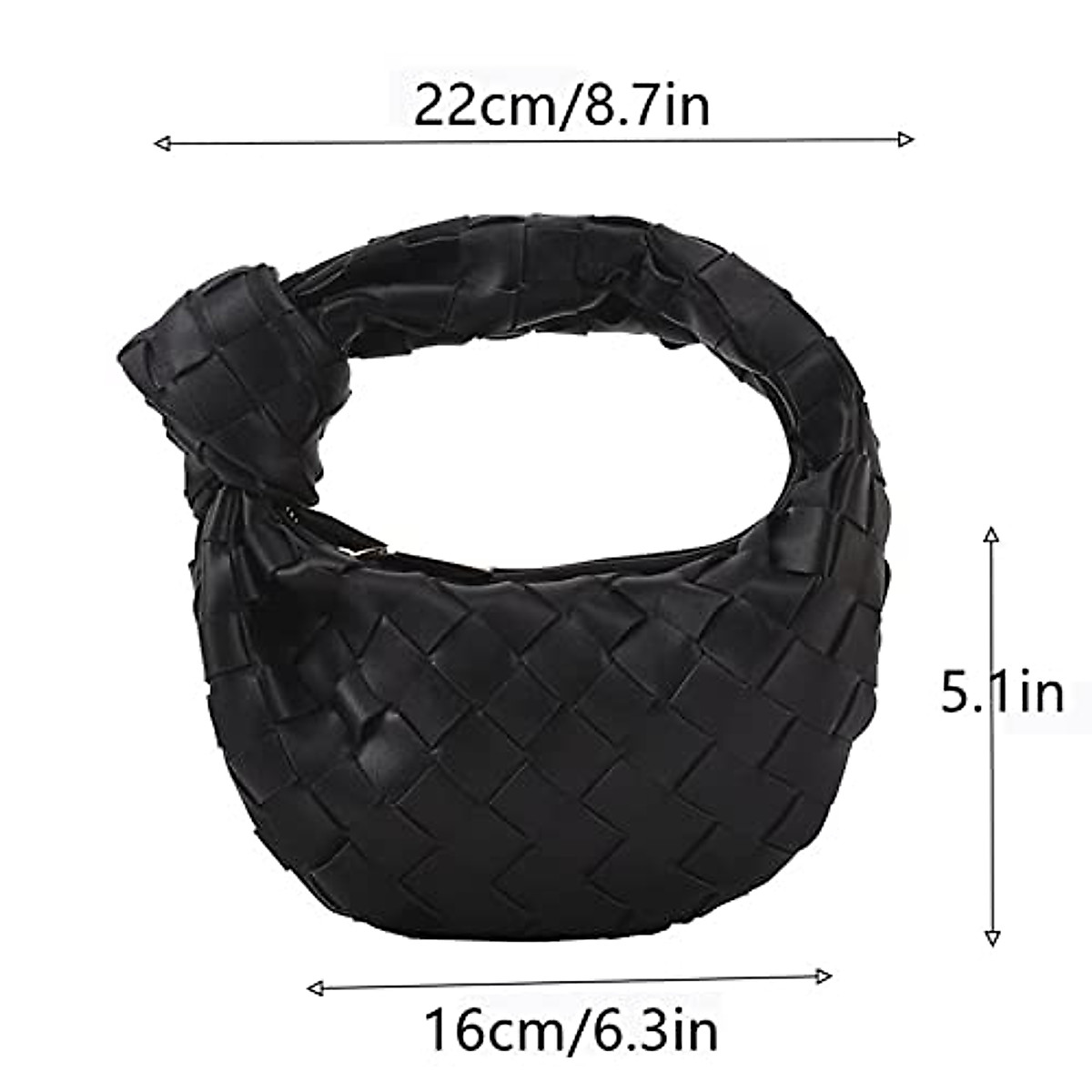 Woven Handbag Leather Shoulder Bag designer handbags for women Soft Fashion Mini Retro 2022 Handmade Hobo bag Clutch Purse (Black)