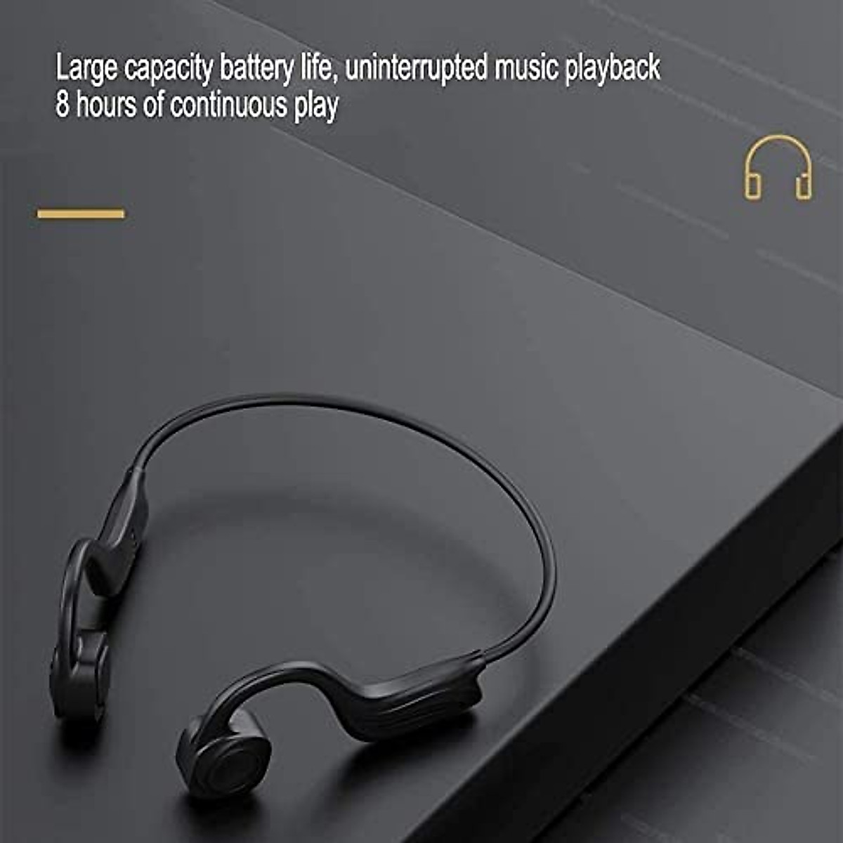 MUVLUX Conduction Headphone Bone Conduction Headphones - Wireless Earbuds Bluetooth 5.0 IPX8 Waterproof Sports Bluetooth Earphones W/Mic, 6D Panoramic Surround Sound for Sport,Lightweight