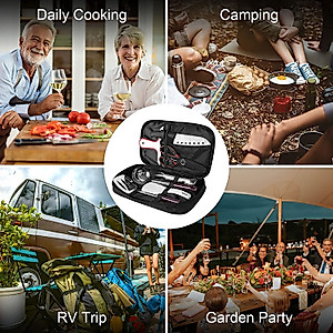 Odoland Bundle – 2 Items 10pcs Camping Cookware Mess Kit and 8 Pcs Camping Cookware Utensils Travel Set for Backpacking, Outdoor Camping