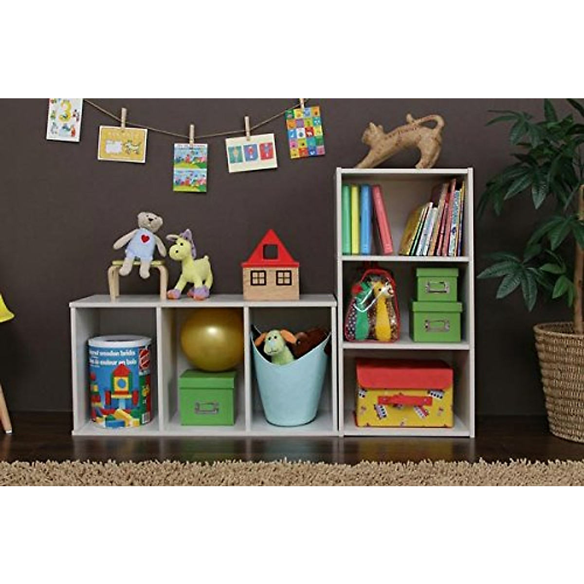 IRIS USA 3-Tier Modular Open Cubby Storage Shelf, Sturdy Storage Bookshelf Cabinet for Living Room Bedroom Guest Room Office Dorm Room Kids Room and Bathroom, White