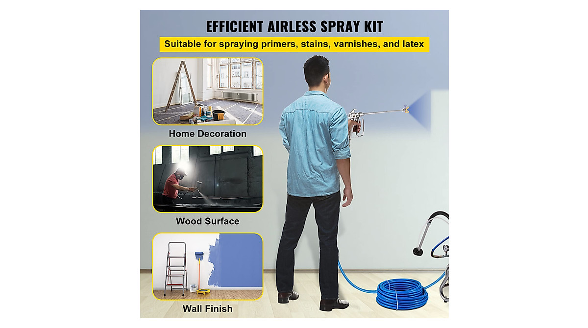 VEVOR Airless Paint Spray Hose Kit, 50ft 3600psi High-Pressure Fiber ...