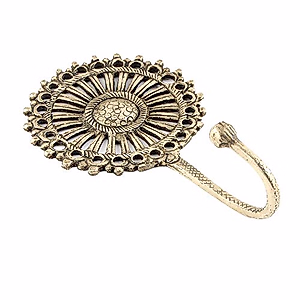 Indian Shelf 3 Pack Key Holder Hooks | Gold Wall Coat Hooks | Brass Towel Hook for Bathroom Wall Mounted | Flower Single Towel Hooks for Bathrooms | Wall Hooks Coat [12.70 cm]