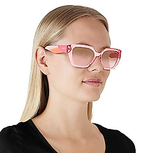 A|X ARMANI EXCHANGE Women's AX4125SU Universal Fit Rectangular Sunglasses, Shiny Transparent Pink/Pink Gradient Grey, 54 mm