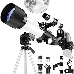 occer Telescopes for Adults Kids Beginners - 70mm Aperture 400mm Telescope FMC Optic for View Moon Planet - Portable Refractor Telescope with Adjustable Tripod Finder Scope Phone Adapter