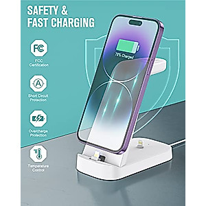 Apetiy Charging Station for Multiple Devices Apple, 3 in 1 Fast Charging Station Dock for iPhone 14/13/12/11 (Pro)/XS/XR/X/8/7/6/5, Apple Watch Series Ultra/8/7/6/SE/5/4/3/2 & AirPods with Adapter