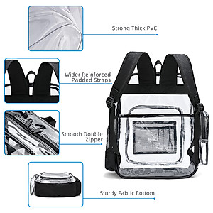NBUUNBU Clear Backpack Heavy Duty Transparent PVC Bookbags See Through Bags for School Stadium Concert Workplace Travel