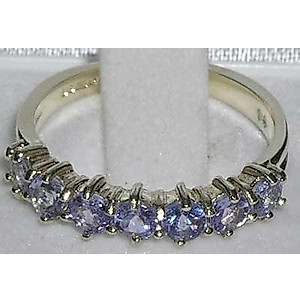 925 Sterling Silver Real Genuine Tanzanite Womens Anniversary Ring - Size 8
