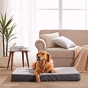 URGVANZ PET Cooling Dog Beds for Large Dogs, Orthopedic Memory Foam Dog Bed, Large Pet Beds with Washable Cover, Ideal for Arthritic Dogs Up to 65Lbs