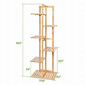 Gar-Life Bamboo Plant Stand Rack 6 Tier 7 Potted Indoor&Outdoor Multiple Stand Holder Shelf Rack Planter Display for Patio Garden, Living Room, Corner Balcony and Bedroom (7 Flowerpots)