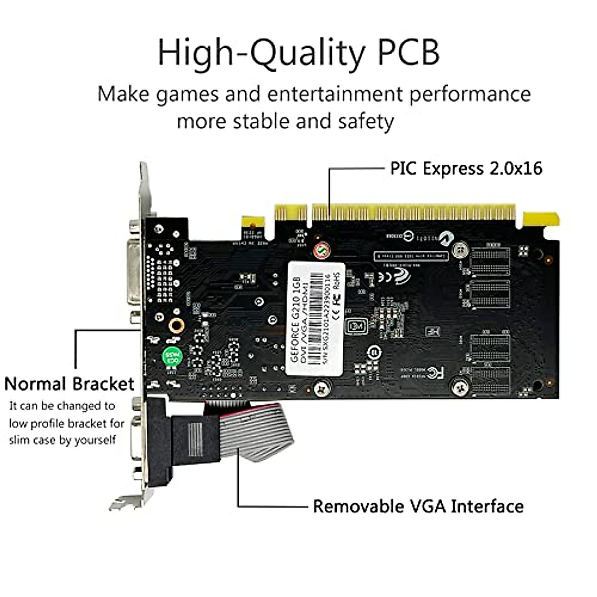 QTHREE GeForce 210 Graphic Card,1024 MB,DDR3,64 Bits,HDMI,DVI,VGA,589 MHz Core Frequency Desktop Video Card for PC Working,DirectX 10.1, OpenGL 3.3,PCI Express x16,Low Profile