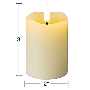 Girimax Ivory Flameless Votive Candles with Remote, Real Wax Flickering LED Pillar Candles Battery Included Φ 2" H 3"