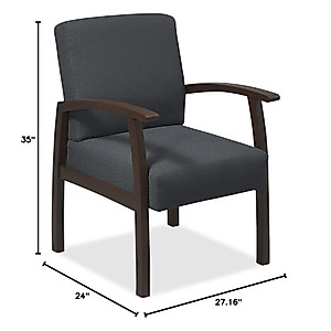 Lorell Chair, 24D x 27.16W x 35H in, Charcoal/Espresso Frame