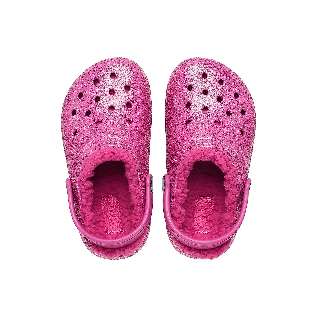 Crocs Classic Glitter Lined Clogs | Kids' Slippers, Fuchsia Fun/Multi, 6 US Unisex Toddler