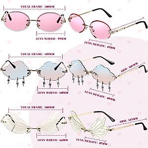 Juinte 8 Pcs Irregular Sunglasses Set Rimless Lovely Flame Rectangle Cloud Star Butterfly Sunglasses Frameless Candy Color Glasses Heart Slender Oval Triangle Sunglasses for Women Men (Stylish Style)