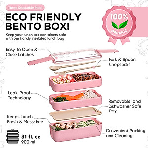 TARLINI Bento Box Lunch Containers- Portable Microwave Japanese Bento Box, Meal Prep Containers For Healthy Food | Tupperware Lunch Box For Adults, Kids, Women, Microwaveable Bowl Plastic Container