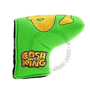 Golf Headcover for Blade Mid-size Mallet Putter, Cash Is King, Green