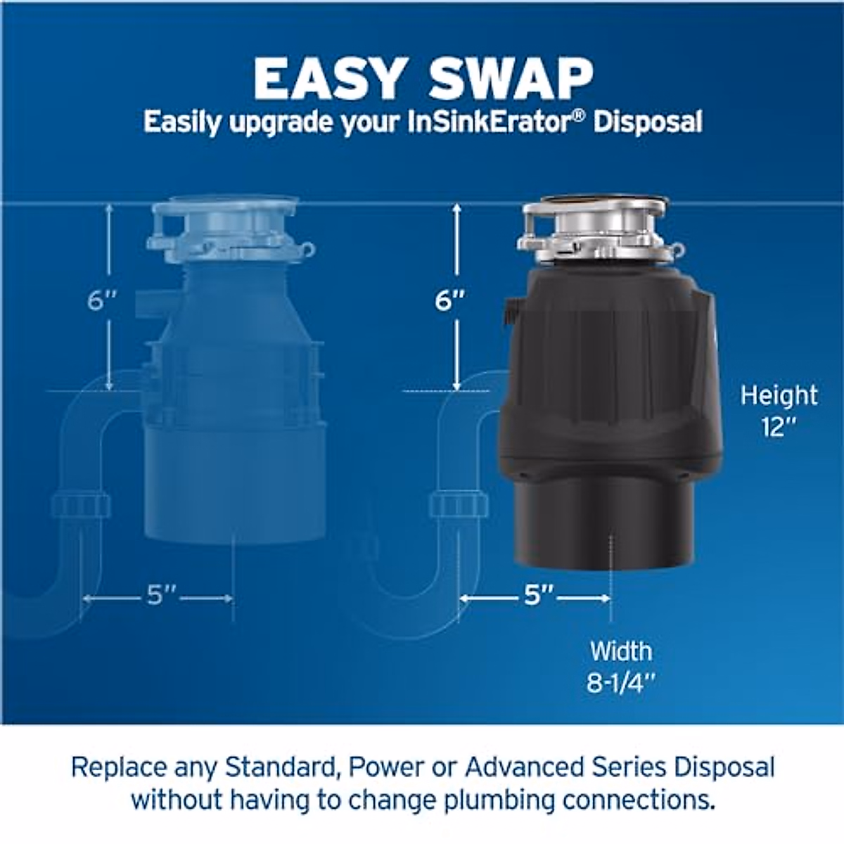 InSinkErator Power 1HP, 1 HP Garbage Disposal, Power Series EZ Connect Continuous Feed Food Waste Disposer, Black