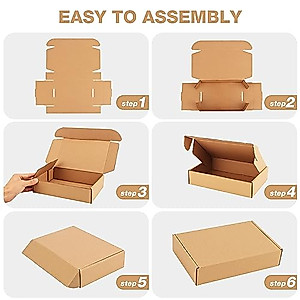 AOBOPLE 50 Pack 6x4x3 Inches Shipping Boxes, Brown Corrugated Cardboard Box, 3 Layers Corrugated Box, Mailer Boxes for Packing Storaging Shipping Small Business