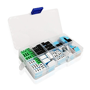 Easycargo 124pcs Heatsink Kit 9 Sizes Multicolor Aluminum Copper + 3M 8810 Thermal Conductive Adhesive Tape, Cooler Heat Sink Cooling VRM VRAM CPU GPU Small IC Laptop Raspberry Pi 4 SSD NVMe M.2 PS5
