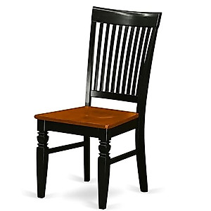 East West Furniture WEC-BCH-W Weston Dining Chairs - Slat Back Wooden Seat Chairs, Set of 2, Black & Cherry