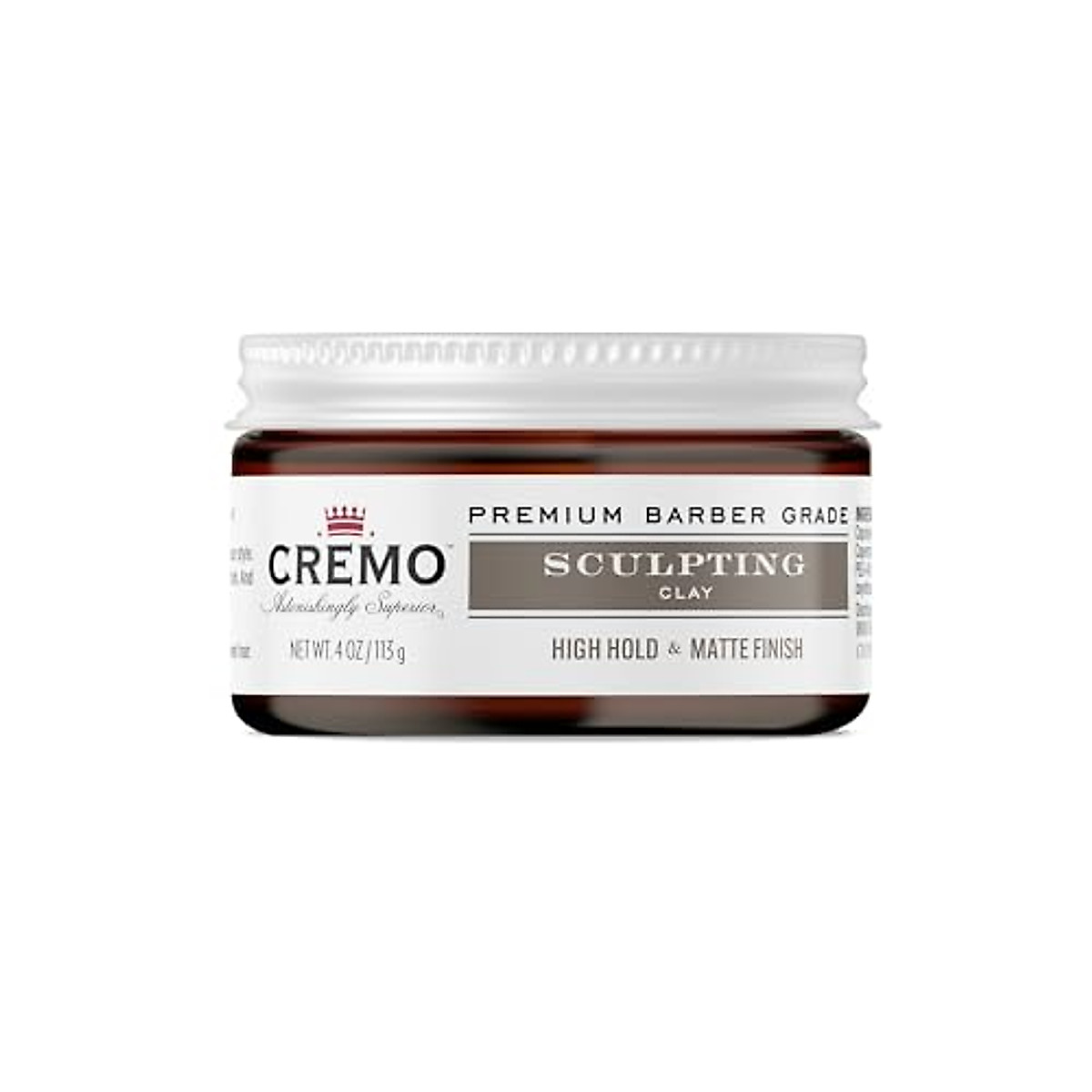 Cremo Mens Hair Clay, Premium Barber Grade Sculpting Clay for Hair Styling, High Hold, Matte Finish, 4 Oz
