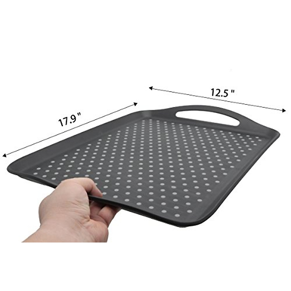 ChopMaster Rectangular Anti Slip Serving Tray with Handle (large, Black)