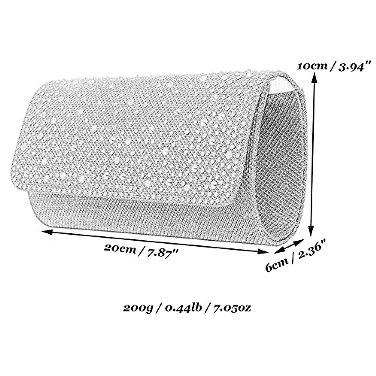 Miss Chow Cute Shiny Small Rhinestone Envelope Evening Handbag Clutch Purse Crossbody Bag